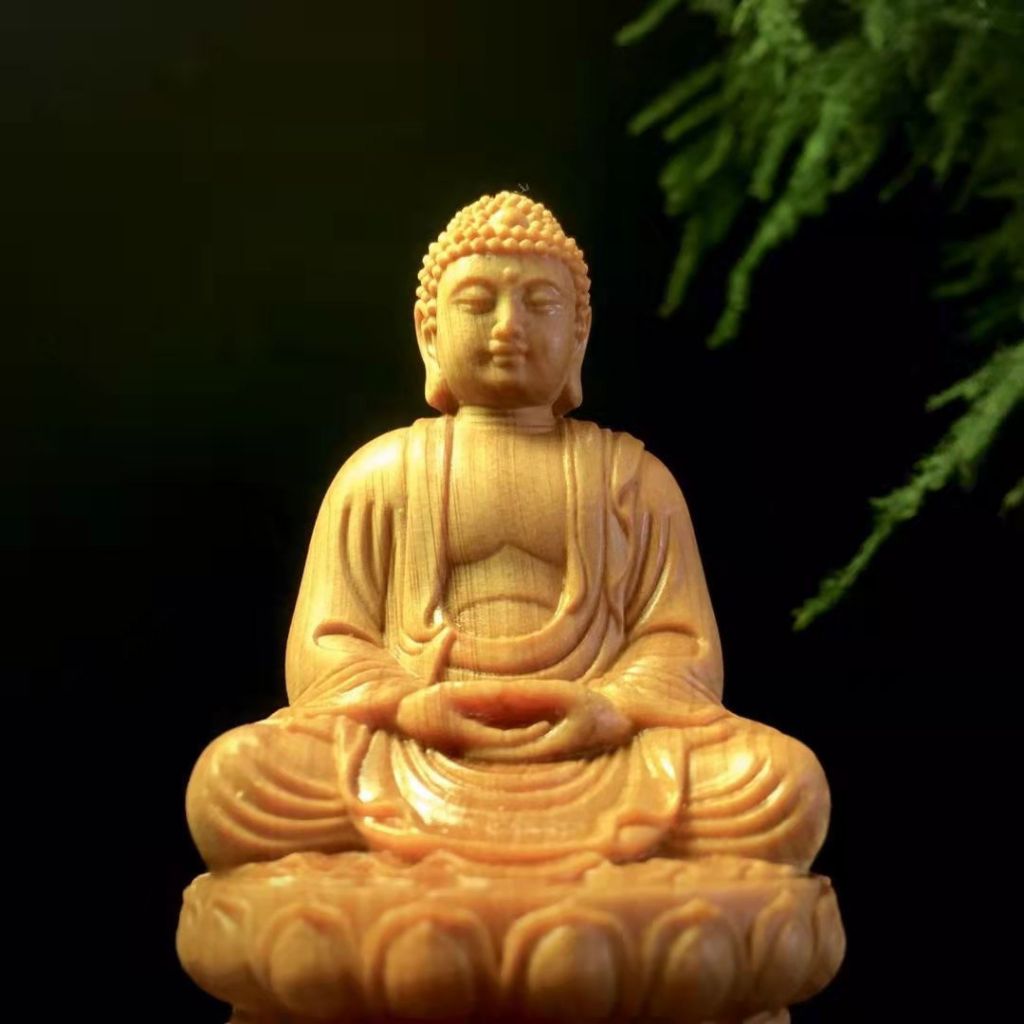 Solid Wood Carving Tathagata Buddha Statue Ornaments Crafts Desk ...