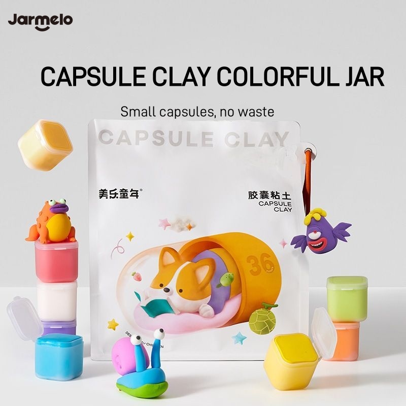 Jar Melo 12/24/ 36 Colours Non Toxic Light Clay Eco-friendly capsules ...