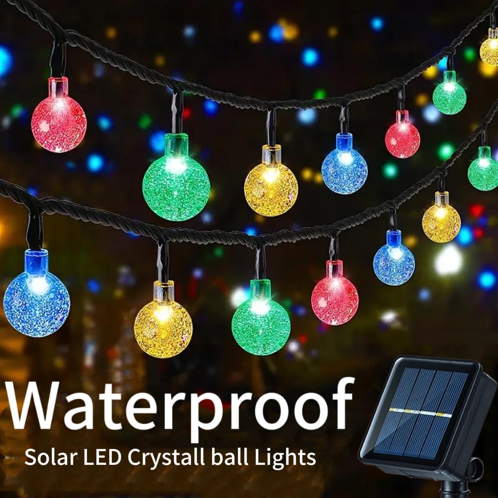 Solar Christmas lights Crystal ball 5M 7M 12M Outdoor Waterproof Led ...