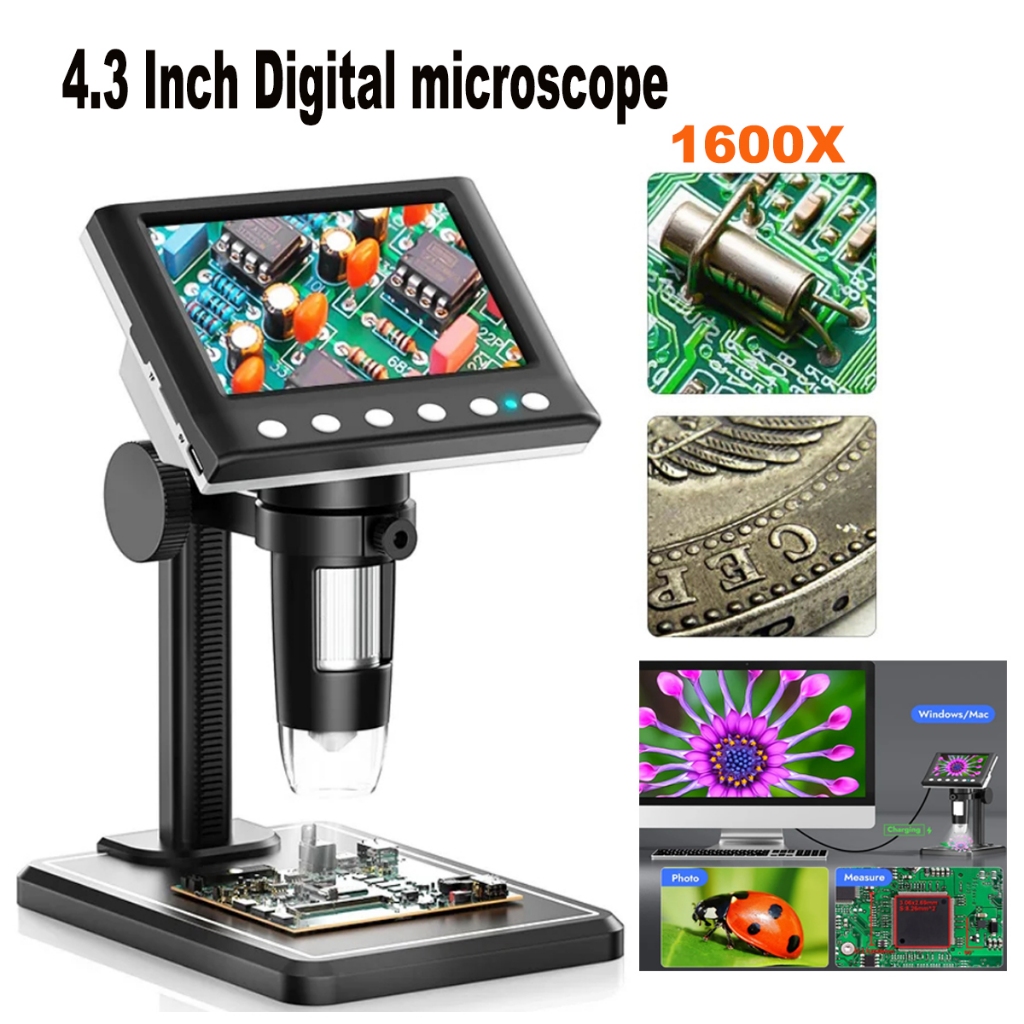 4.3 Inch Digital Microscope 1000X Coin Microscope 1080P Video ...