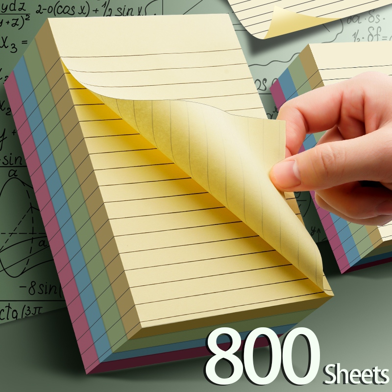 Long Lined Sticky Notes Pastel A6 Size Multicolor Note Paper Office ...