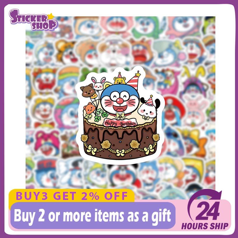 104pcs Anime Doraemon Sticker Waterproof Laptop Guitar Skateboard DIY ...