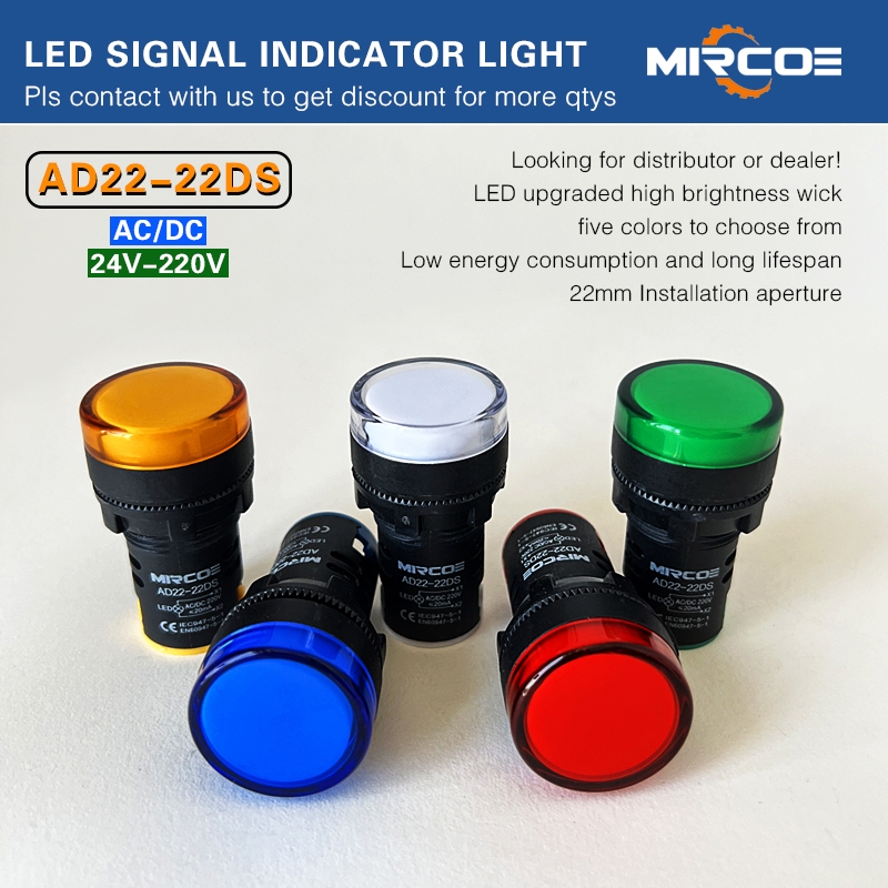 MIRCOE AD22-22 led pilot lamp panel indicator light red blue yellow ...