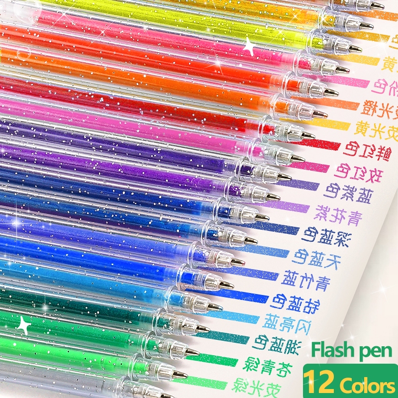Glitter gel pens 12Colors,Metallic Vibrant Sparkle gel pens for ...