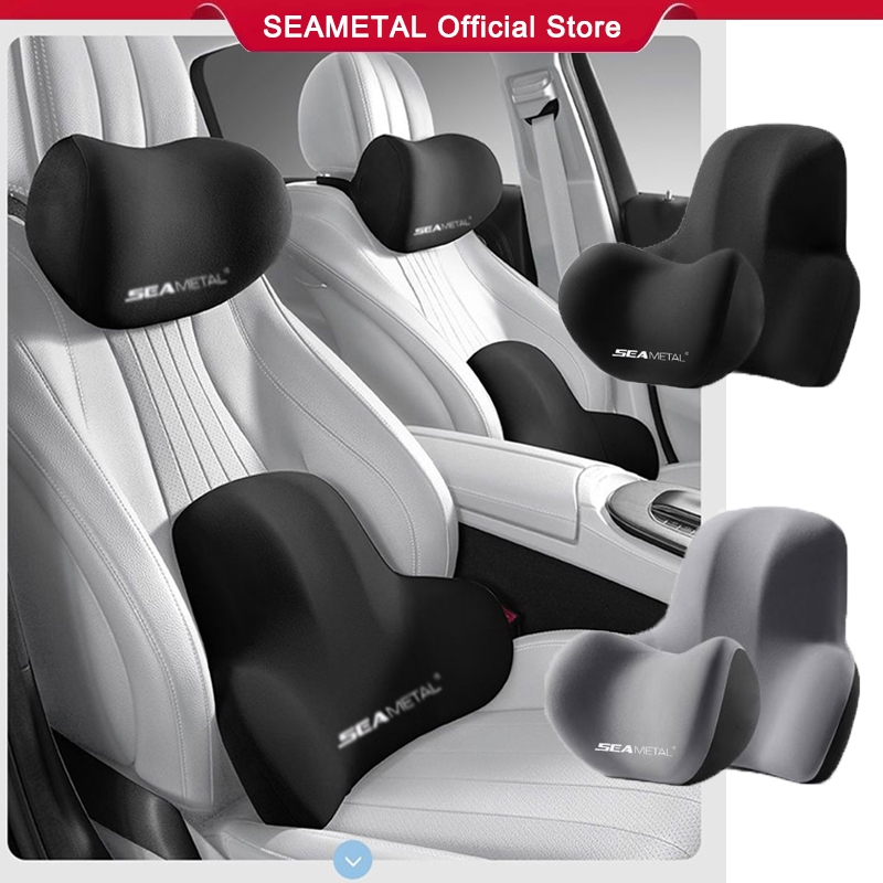 SEAMETAL Memory Foam Car Neck Pillow Lumbar Support Breathable Relieve ...