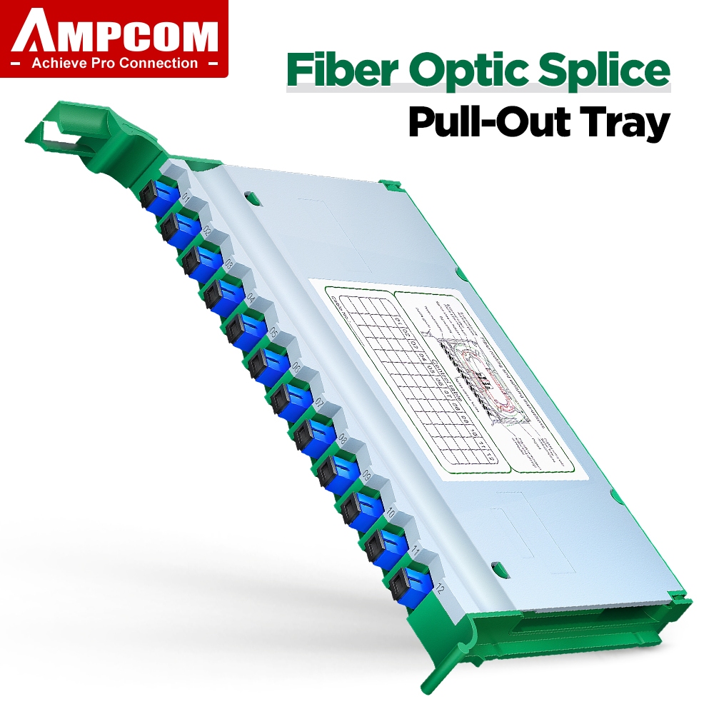 AMPCOM Pull-out Slide Splice Tray for FIber Optic ODF Enclosure Full ...
