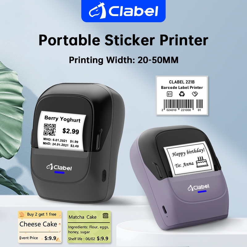 CLABEL 221B Label Printer Bluetooth Portable Thermal Printer Mini ...