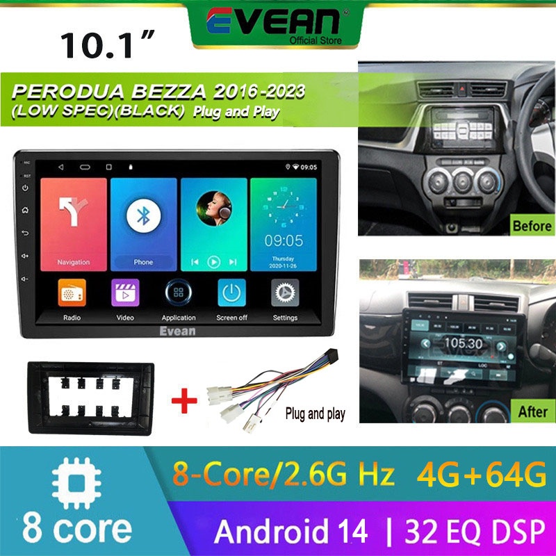 Evean Perodua Bezza (Small) 2014-2023 10" inch Car Android Player Radio ...