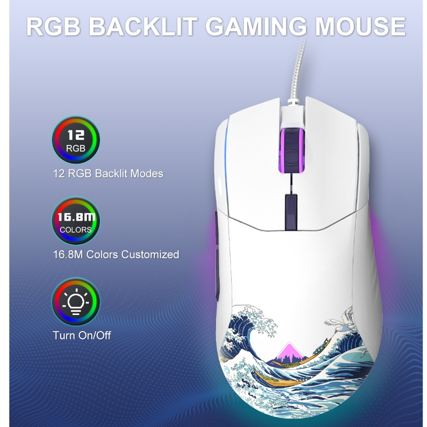 WOMIER Wired PC Gaming Mouse 12000DPI/7 Adjustment G705 V2 USB Mouse for Windows Mac Laptop PC ...