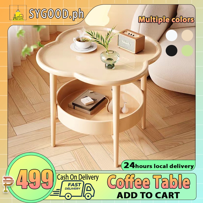 Cream Coffee Tables Furniture Nordic Living Room Sofa Side Double Layer ...