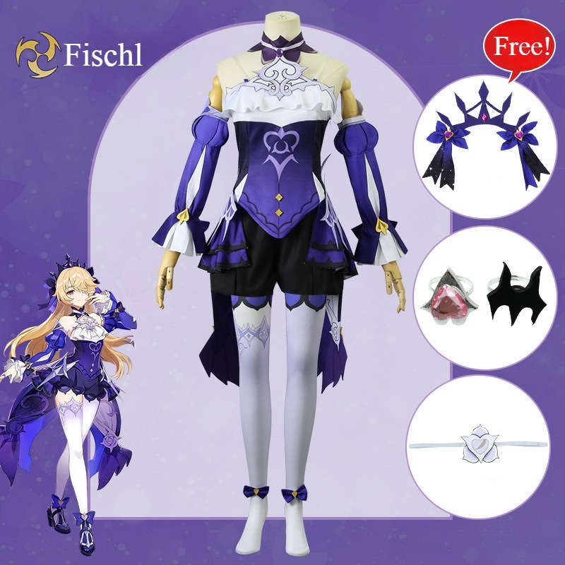 Genshin Impact Fischl Ein Immernachtstraum Gothic Goth Cosplay Costume ...