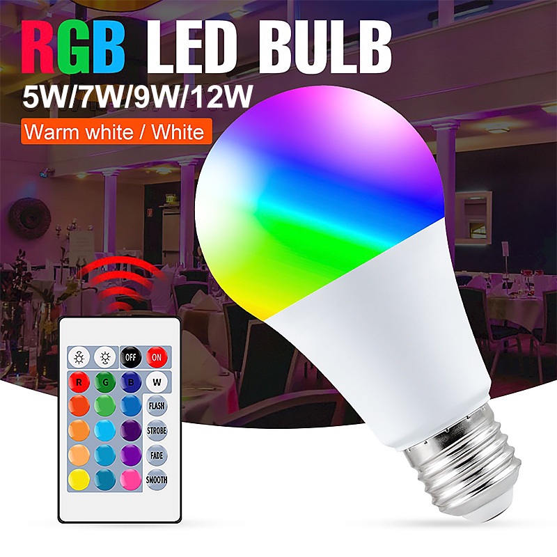 E27 RGB Led Light Bulb for Room 16 Colors Remote Control Lamp Bulb ...