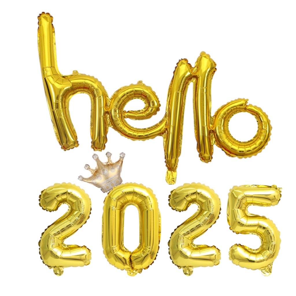 1set Gold Silver Hello 2025 Foil Balloons Letter Number Inflatable ...