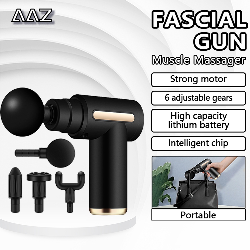 AAZ Massager Gun Vibrating Quiet Electric Fascial Gun with 6 Heads for ...