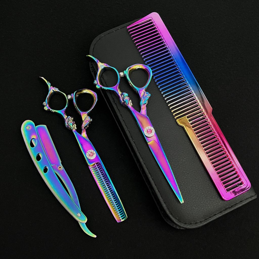 6.5“Professional Hairdressing Scissors Set Flat Scissors Thinning ...