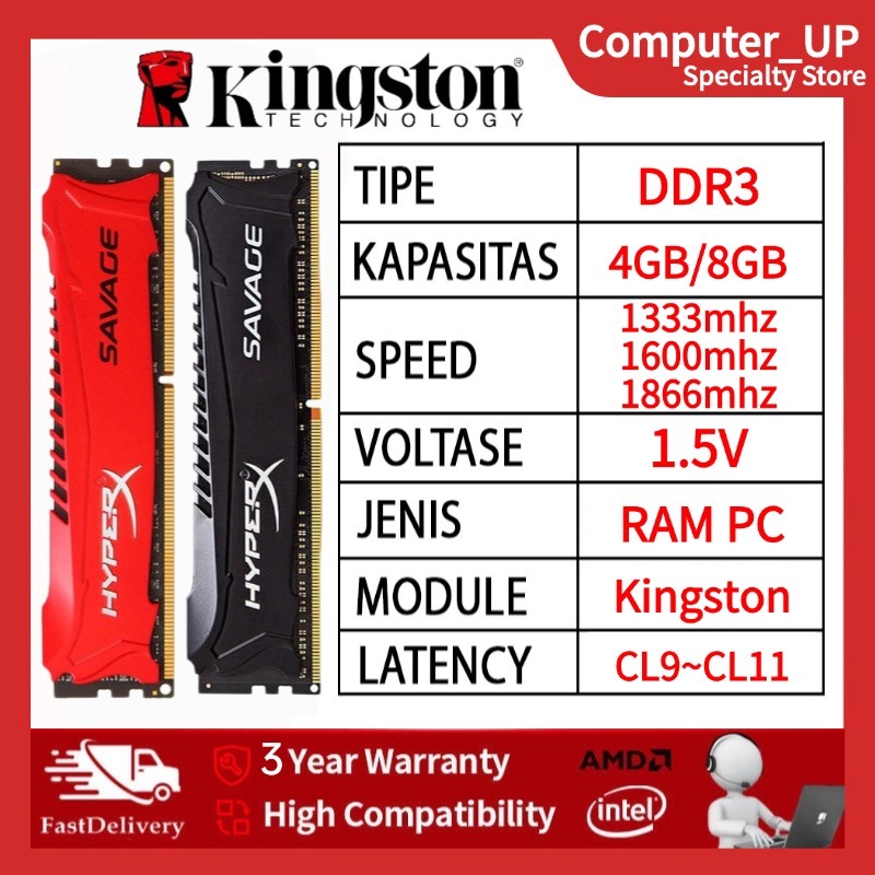 (Bulacan Ship)Kingston Hyperx PC RAM DDR3 4GB 8GB Desktop RAM 1333 1600 1866MHZ DIMM memory for ...