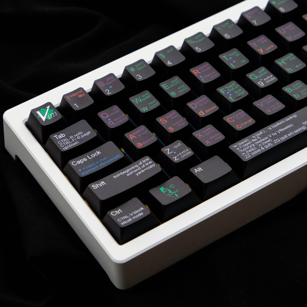 VIM Black Programmer Keycaps Cherry Profile PBT Dye Sublimation Key Cap ...