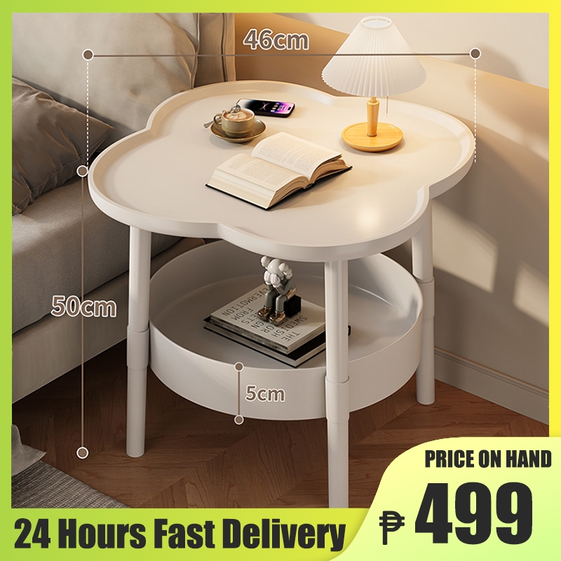 Simple Modern Coffee Table Creative Flowers Bedside Table Double-layer ...
