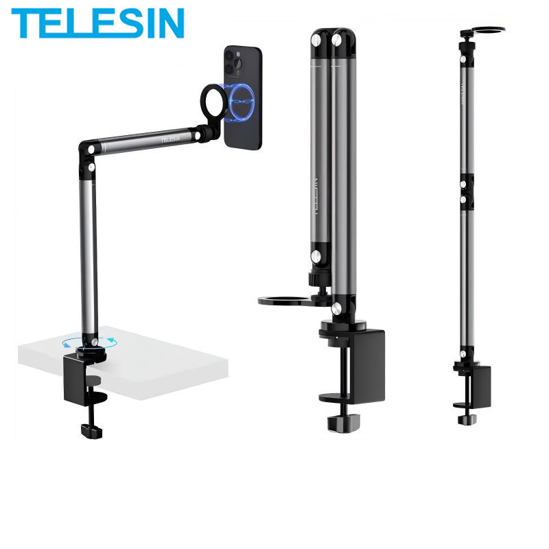 TELESIN Magnetic Quick Release Mobile Phone Photography Desk Clip Stand ...