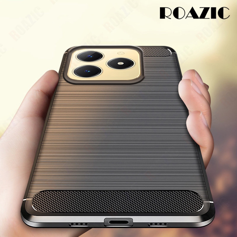 For Realme C61 Phone Case Luxury Slim [Carbon Fiber Anti-fingerprint ...