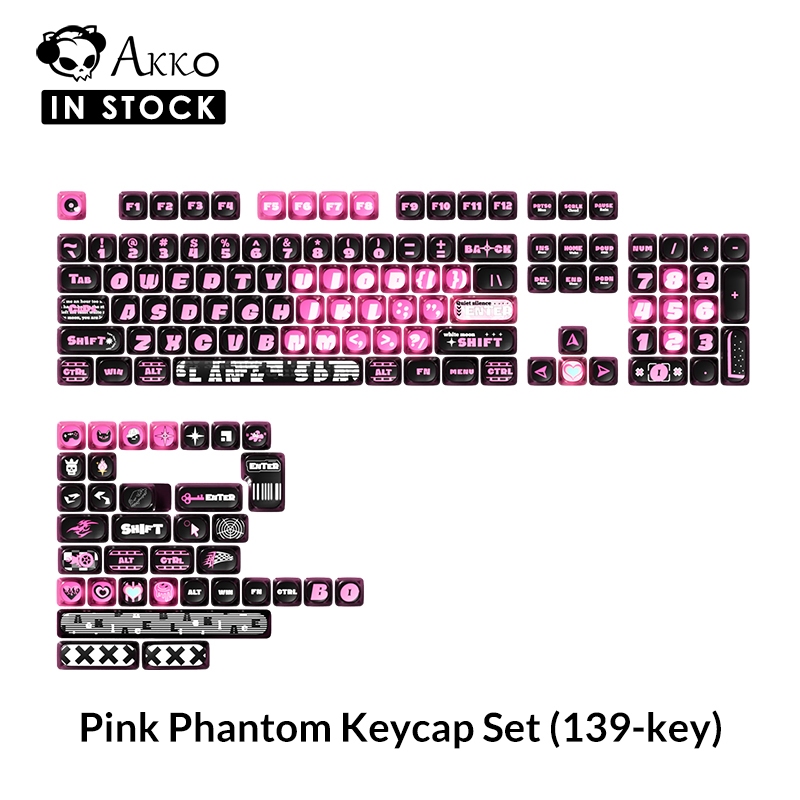 Akko Pink Phantom Keycap Set (139-key), 4-side translucent design, MOG ...