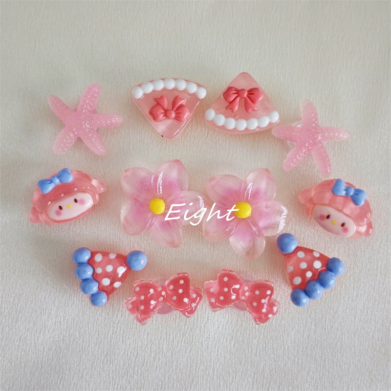 12pcs/set Transpar Pink Croc Jibbits Plumeria Rubra Jibbitz Starfish ...