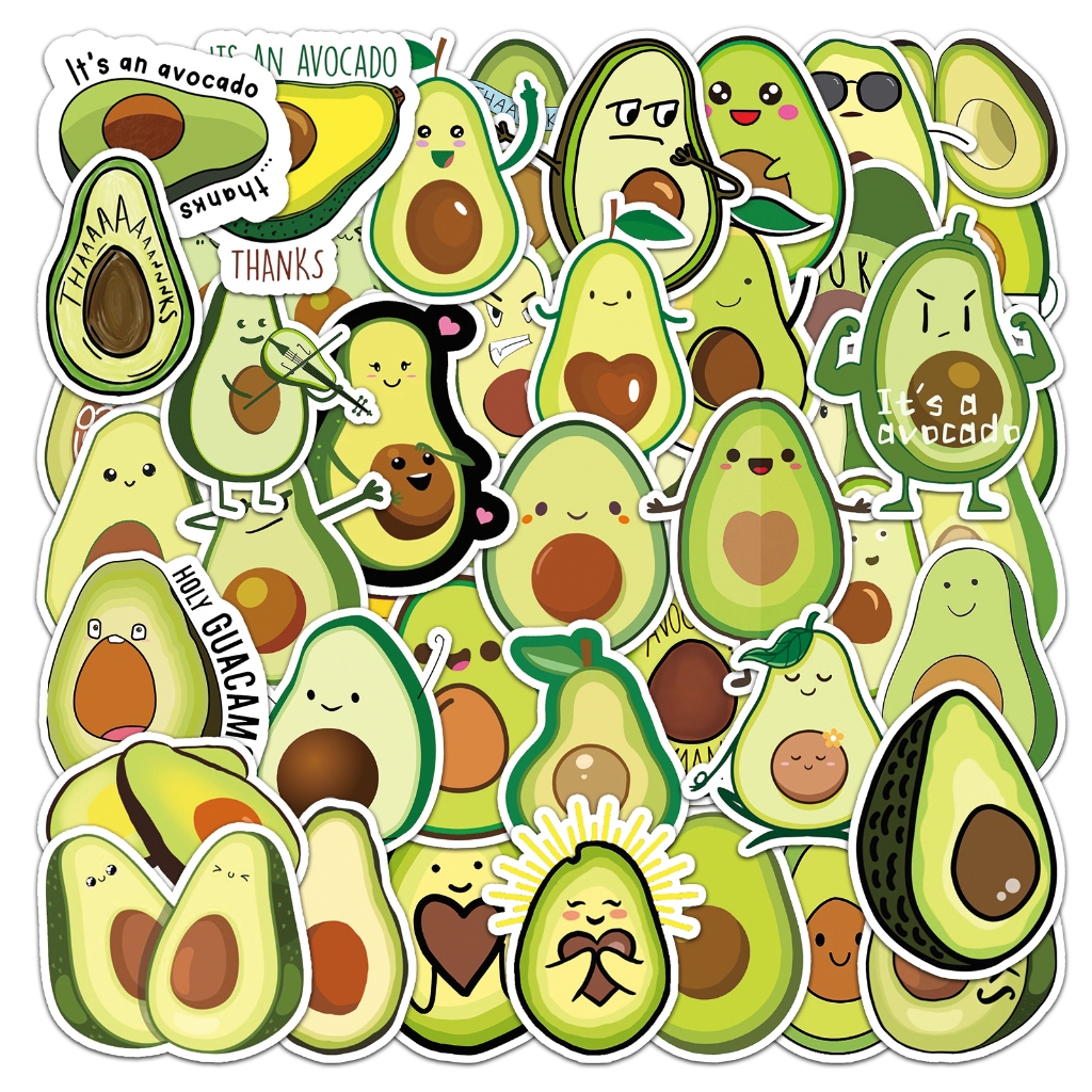 50 Piece Funny Fruit Avocado Stickers Waterproof DIY For Phones Laptop ...