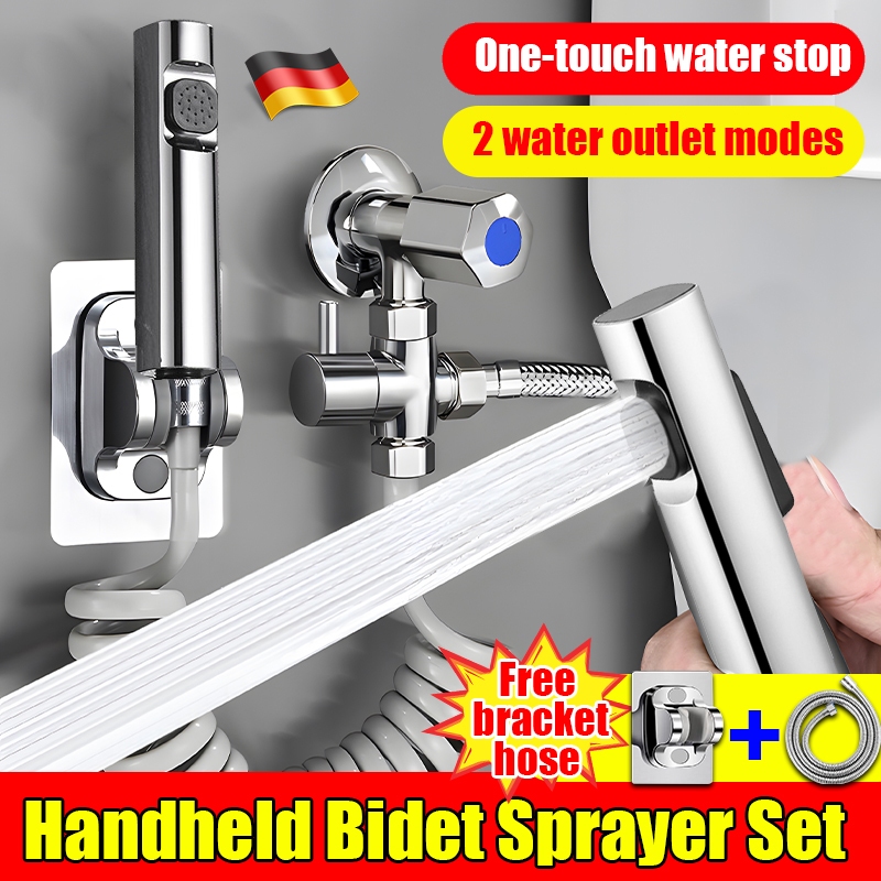 Upgrade Handheld High Pressure Bidet Sprayer Set Stainless Press Type ...