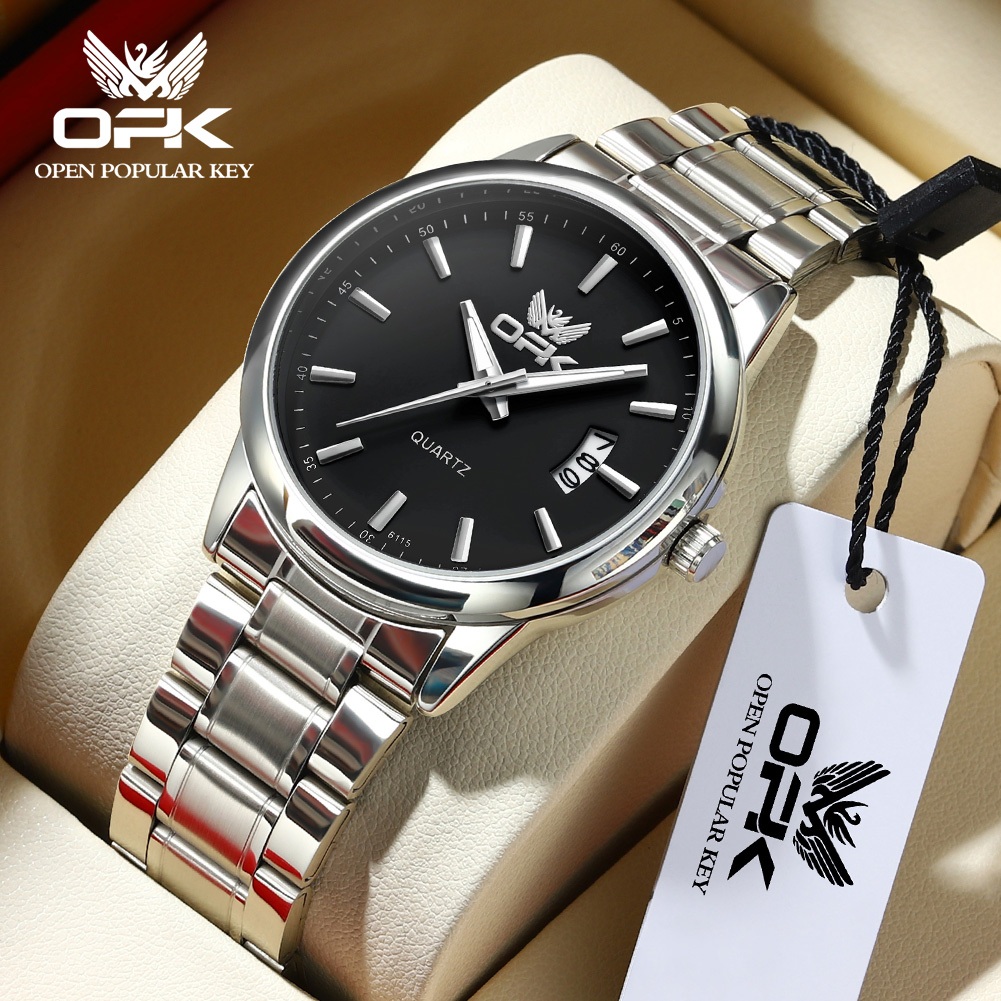 OPK Watch for Men Waterproof Original Stainless Steel Quartz Black ...