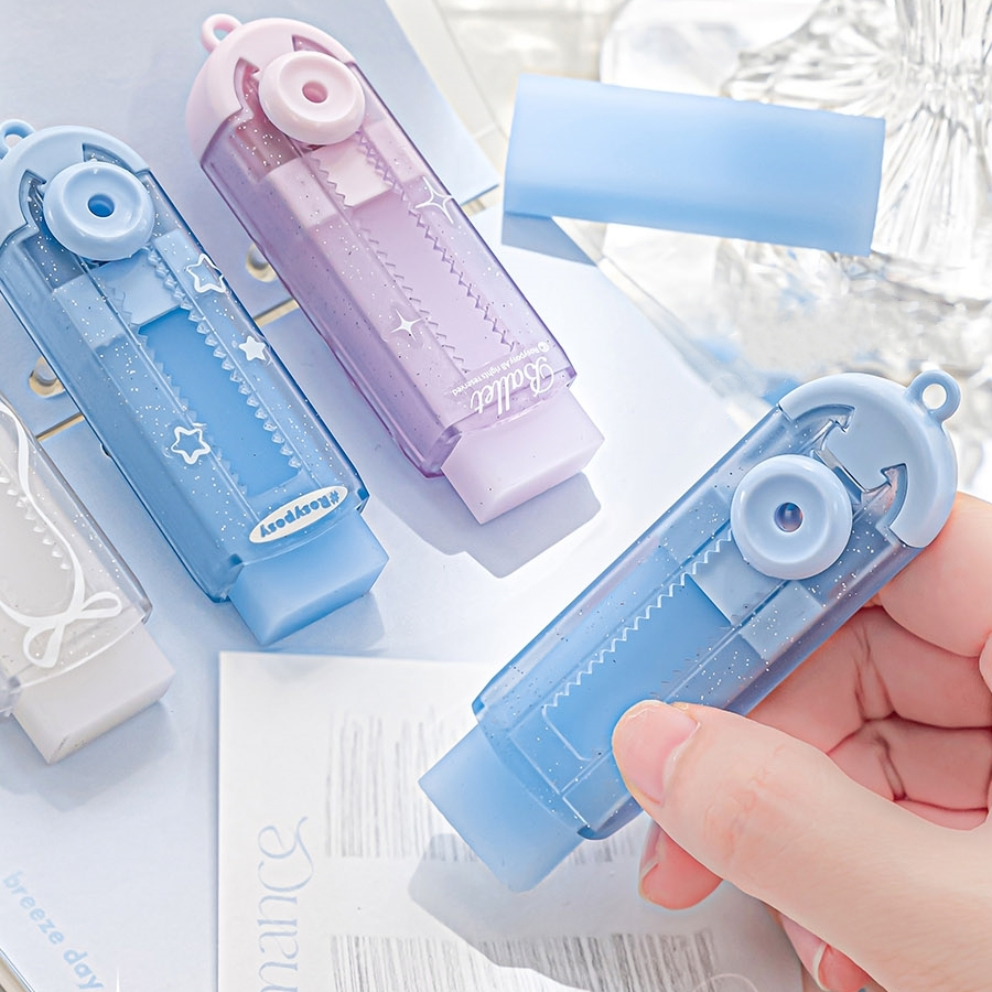 Sliding Eraser Refill Set Sparkling & Transparent Refillable Less Dust ...