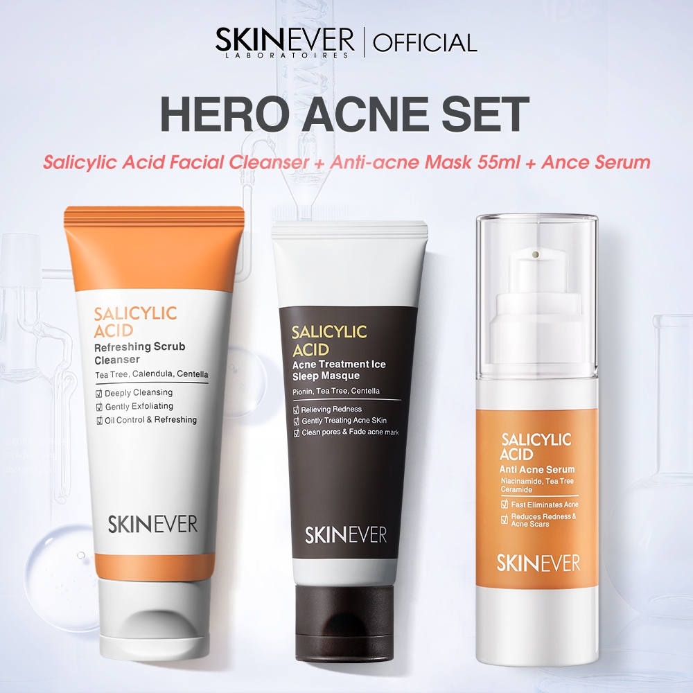 SKINEVER Salicylic Acid Skin Care 3pcs Set Acne Removal Essence Skin ...