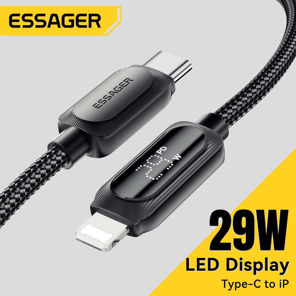 ESSAGER 29W 3A C-L digital display fast charging data cable | Shopee ...