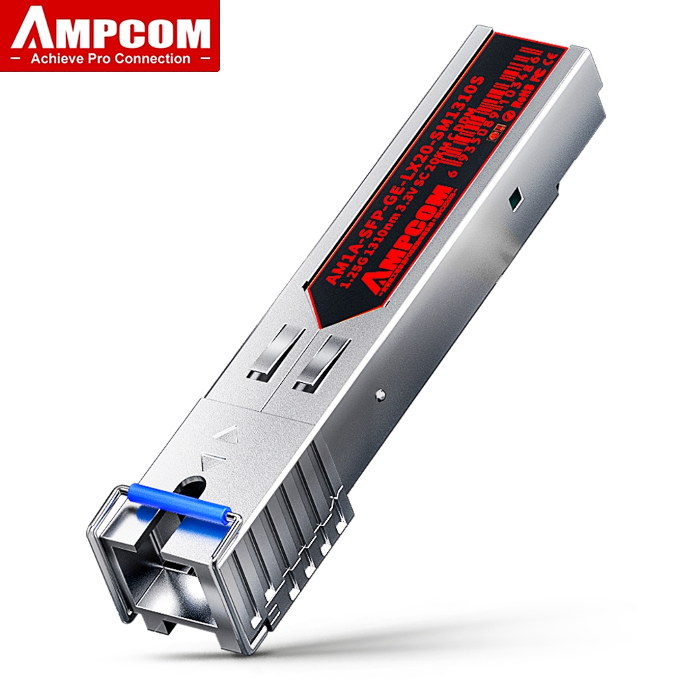 AMPCOM SC SFP BIDI WDM 1.25G 1310/1550nm 1000Base-BX Fiber Optic Transceiver Modules Single Mode ...