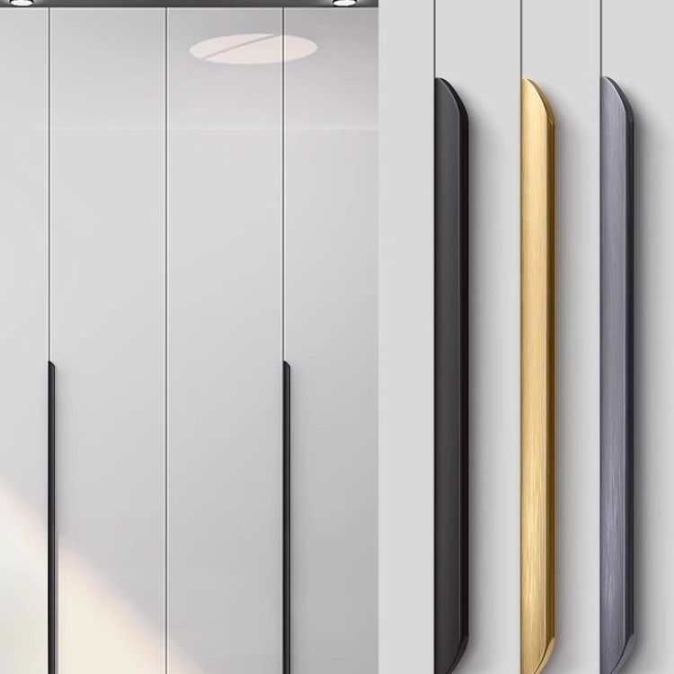 Invisible Long Handle Gold Black Cabinet Wardrobe Door Arc Anti ...