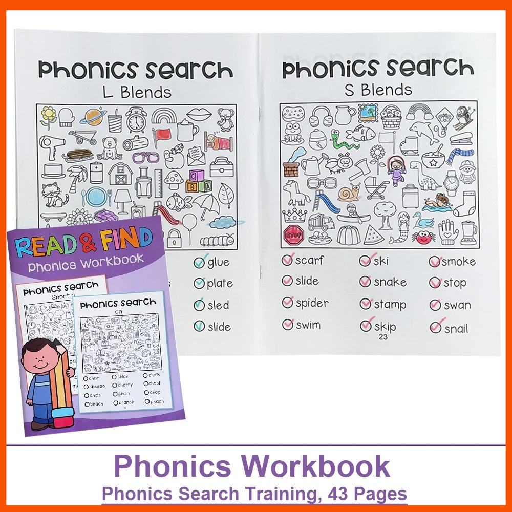 43 Pages Phonics Workbook English Educational Activities book for Kids ...