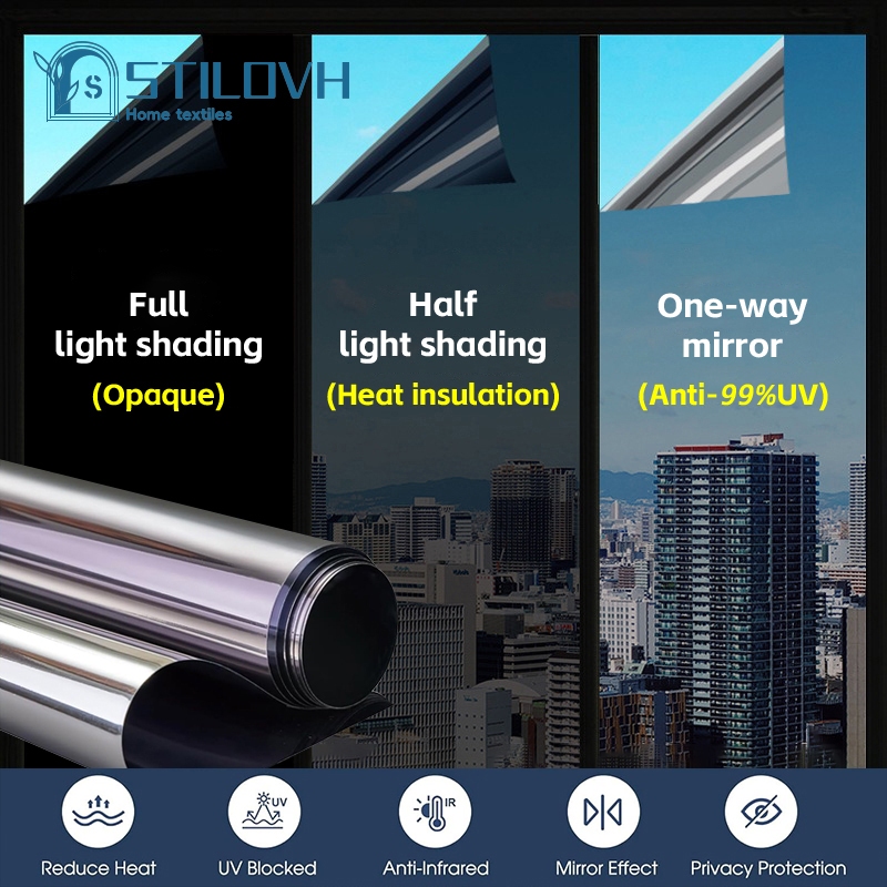 5 feet per roll Black window tint sticker for home One way mirror ...