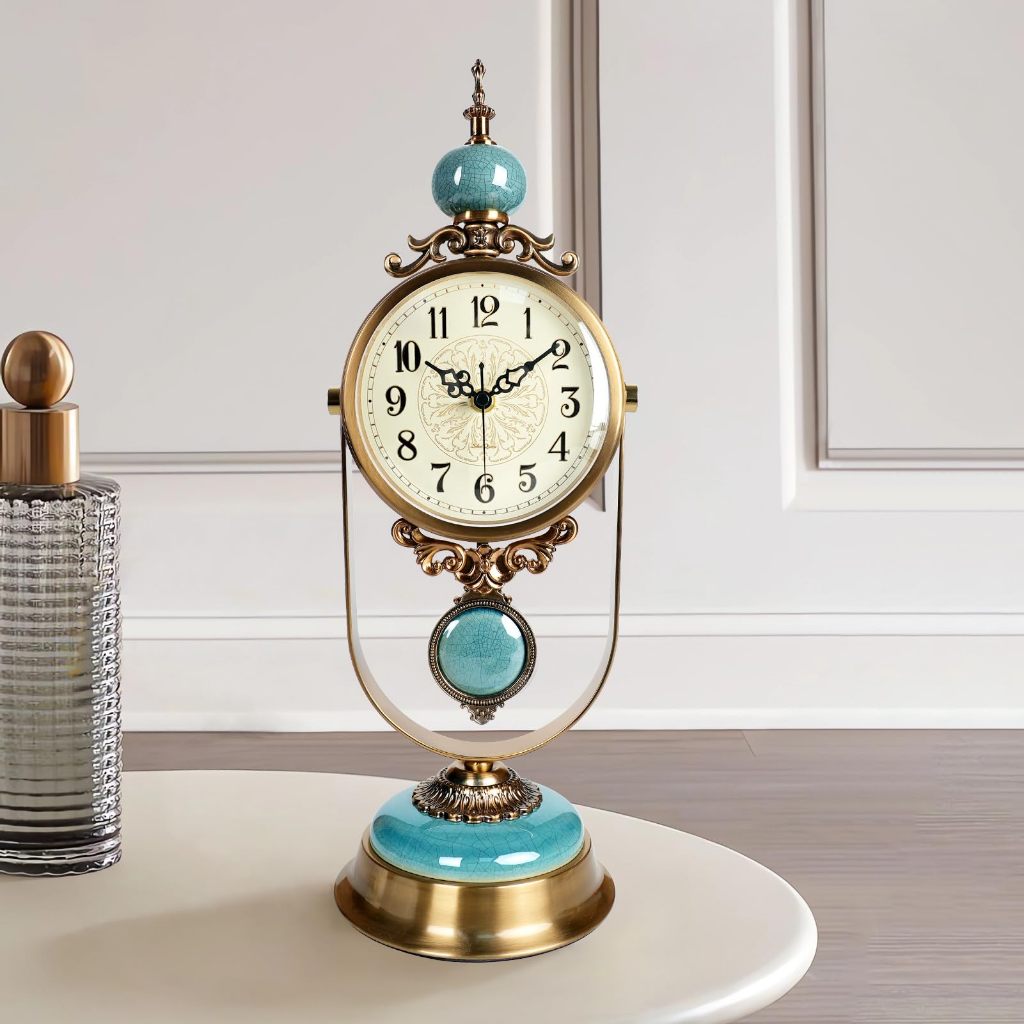 American Retro Table Clock For Living Room, Battery Powered, Antique ...