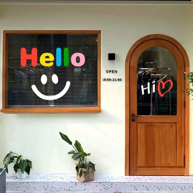 Hi Milk Tea Shop Cafe Restaurant Shop Glass Window Sticker Door Sticker ...