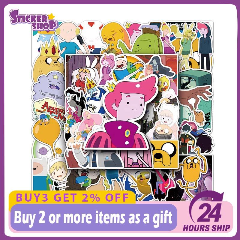 50PCS American Animated Cartoon Adventure Time Sticker Skateboard ...