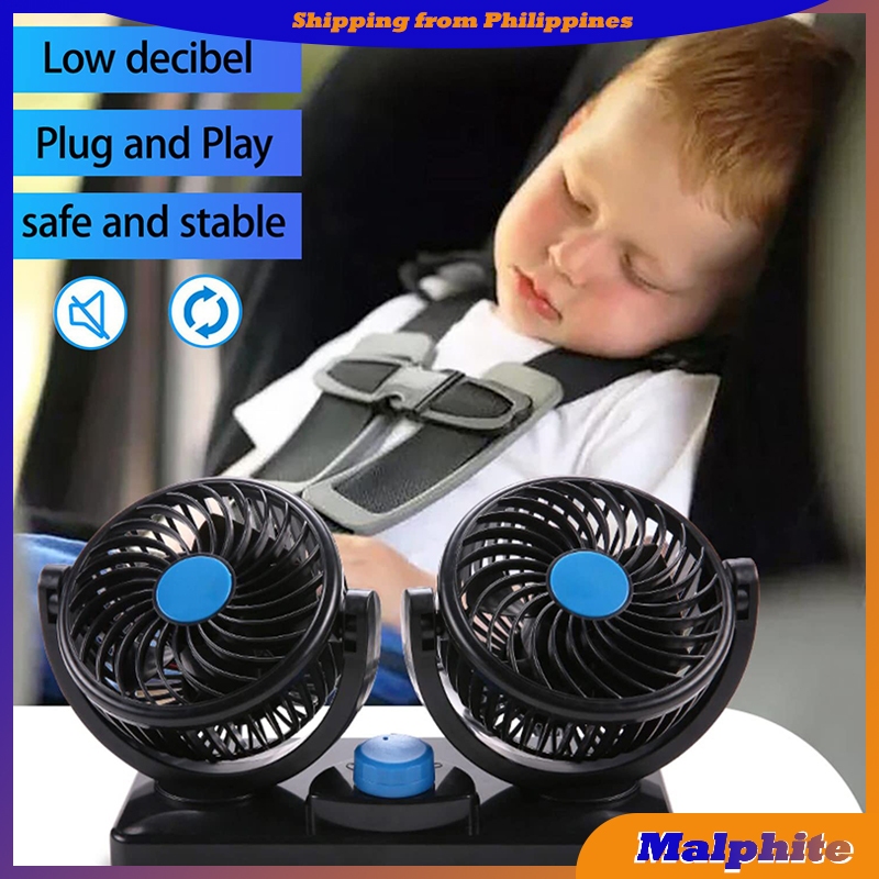 Car Fan 12V, Dual Head Cooling Air Circulator Fans, Electric Dashboard ...