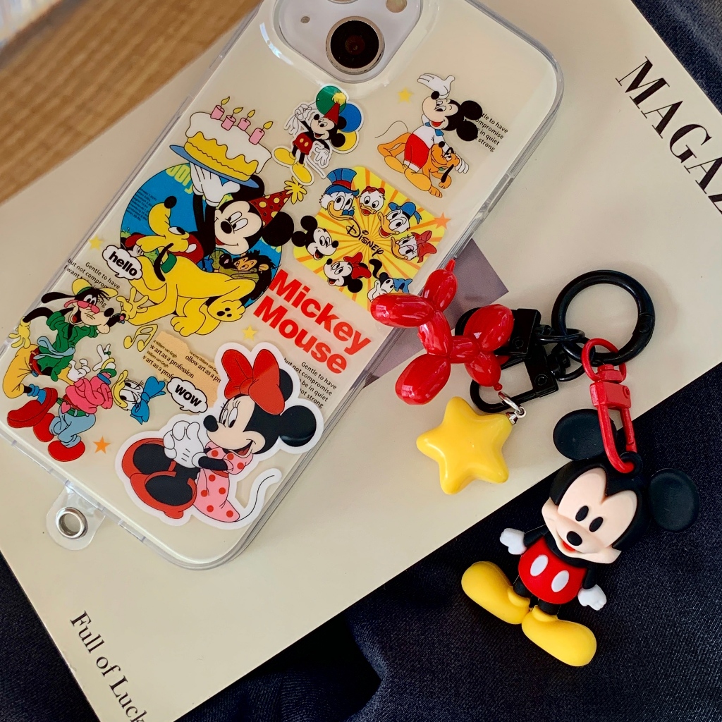 Cartoon Cute Mickey Mouse With Pendant Phone Case For iPhone 11 12 13 ...