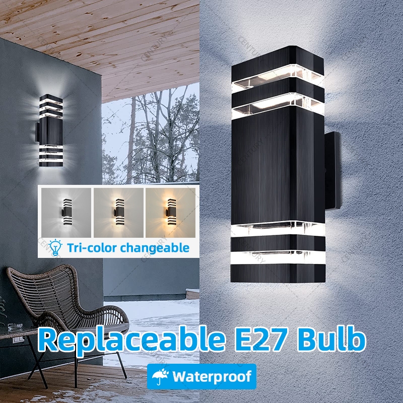Tri color Wall Light Outdoor Waterproof LED Wall Lamp Square Sconce ...