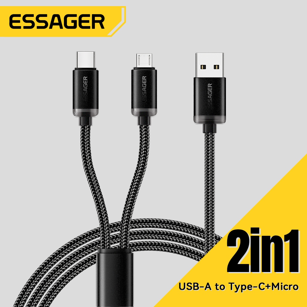 Essager 2A 480Mbps 2 in1 Micro+ Type-C Charger Cable Fast Charging ...