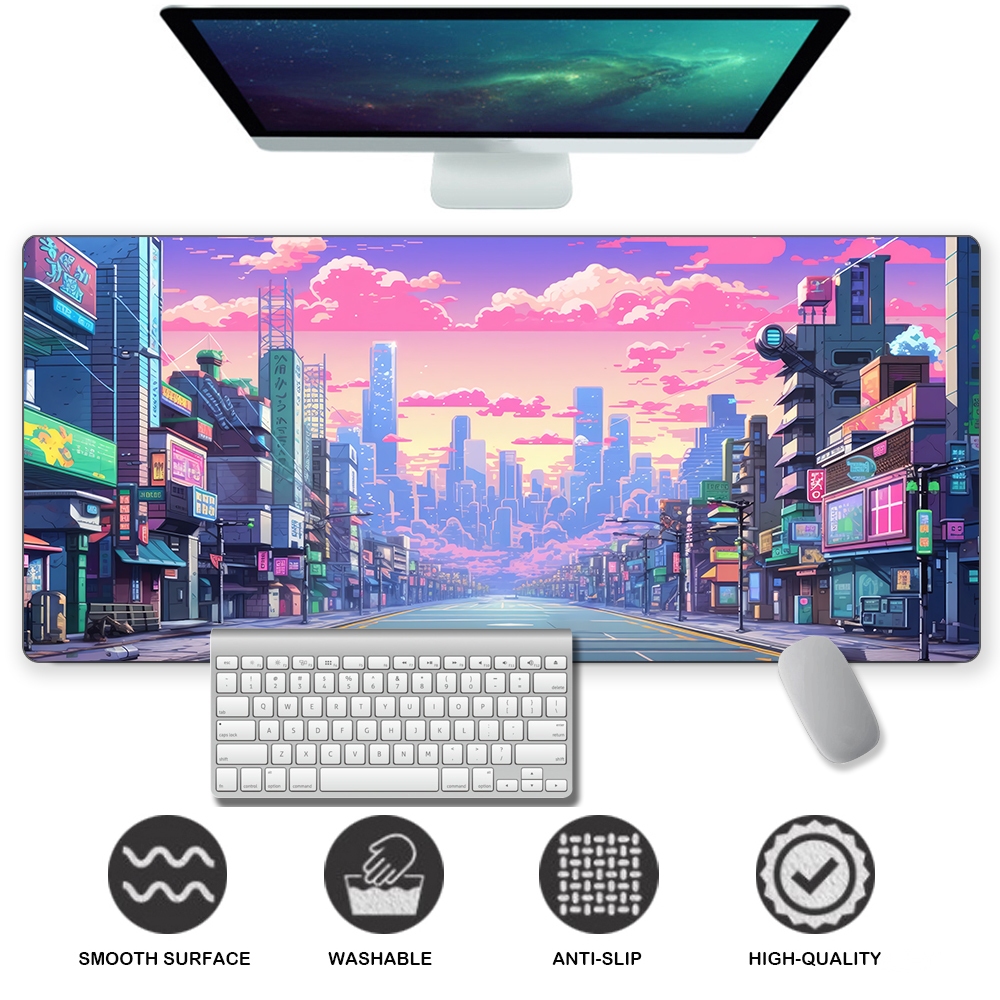 Tokyo Lofi Mouse Pad Plus Size Mouse Pad Wave Gaming Mouse Pad Table ...