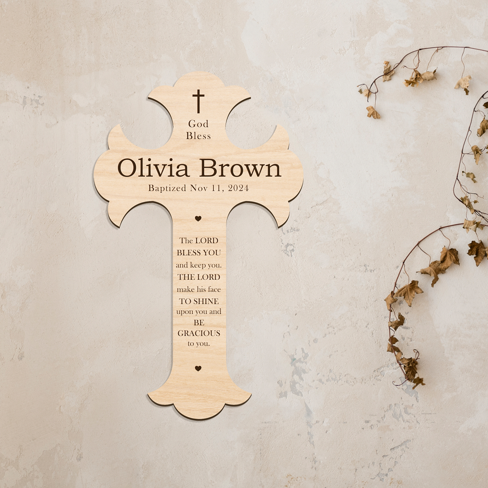 Personalized Cross in Wood God Bless Nursery Wall Decor Baptism ...
