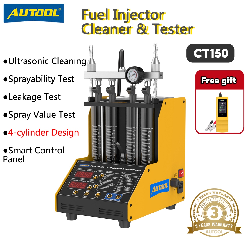 AUTOOL CT150 220V Car Motorcycle Fuel Injector Tester Cleaning Machine ...