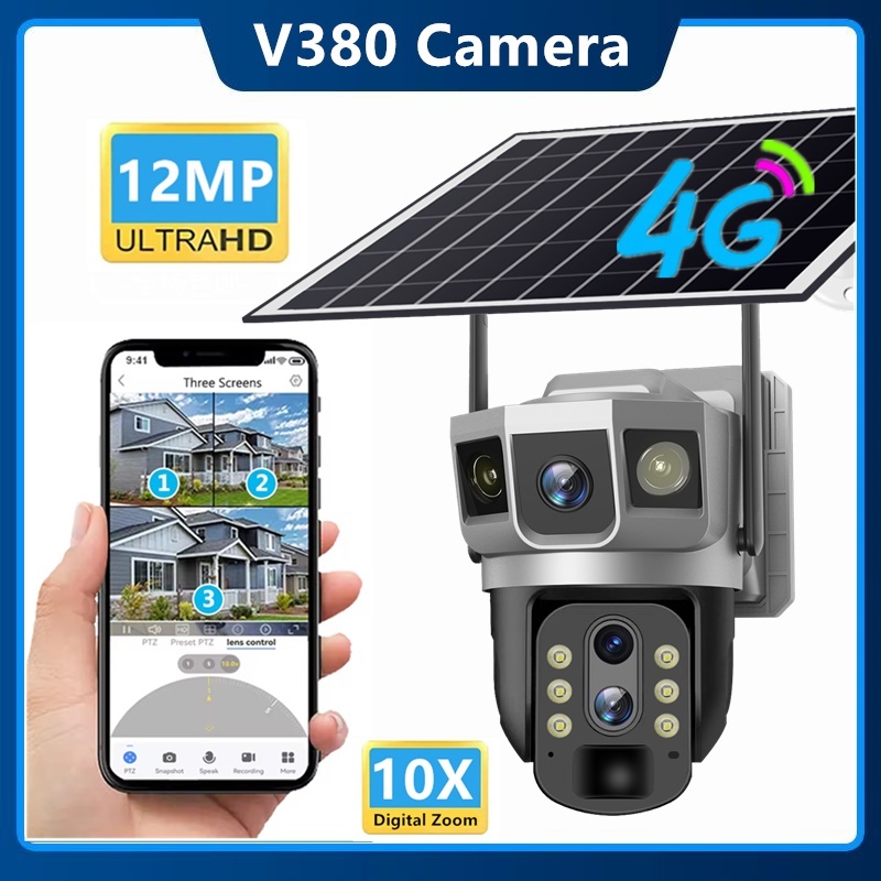 12MP 6K Solar 4G Camera CCTV Surveillance Outdoor Waterproof Monitor ...