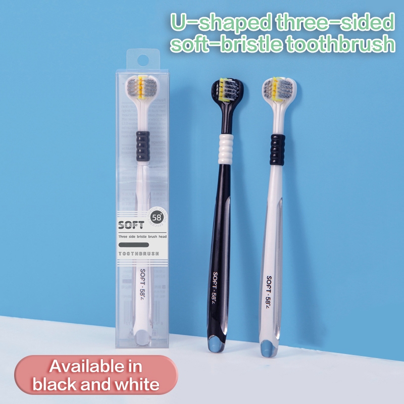 Three-colored Spiral Bristle Toothbrush for Adults with Soft Bristles ...