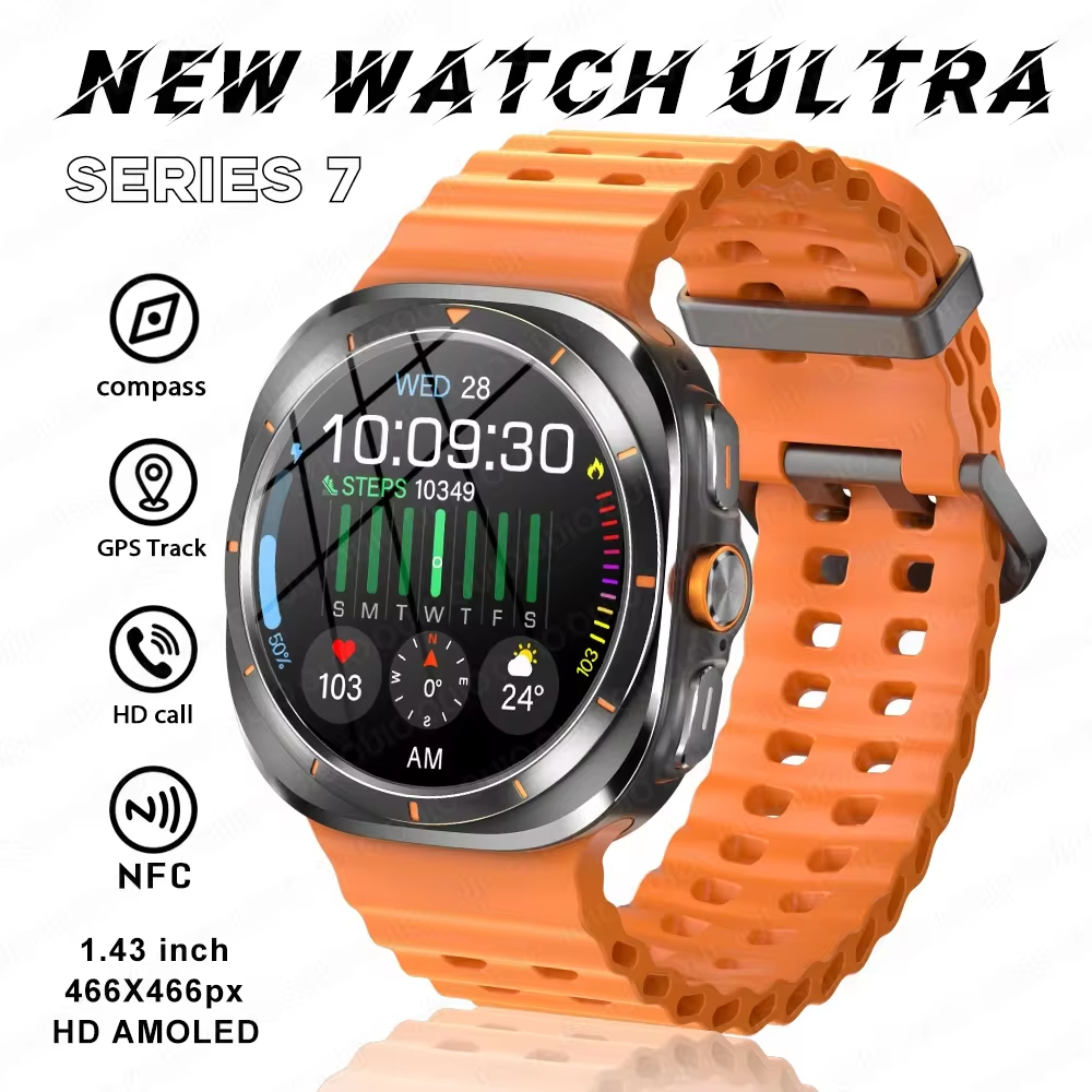 New Smart Watch 7 Ultra Men Health Monitor Compass AMOLED Always ...