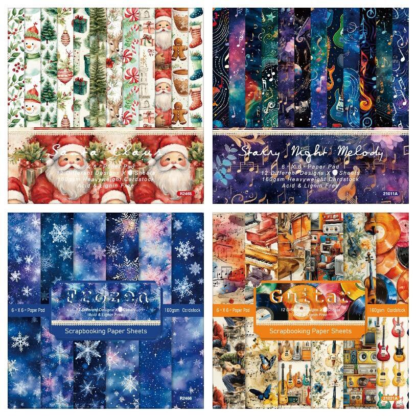 12 sheets 6"X6" Starry /Christmas/Music Scrapbook paper Scrapbooking ...